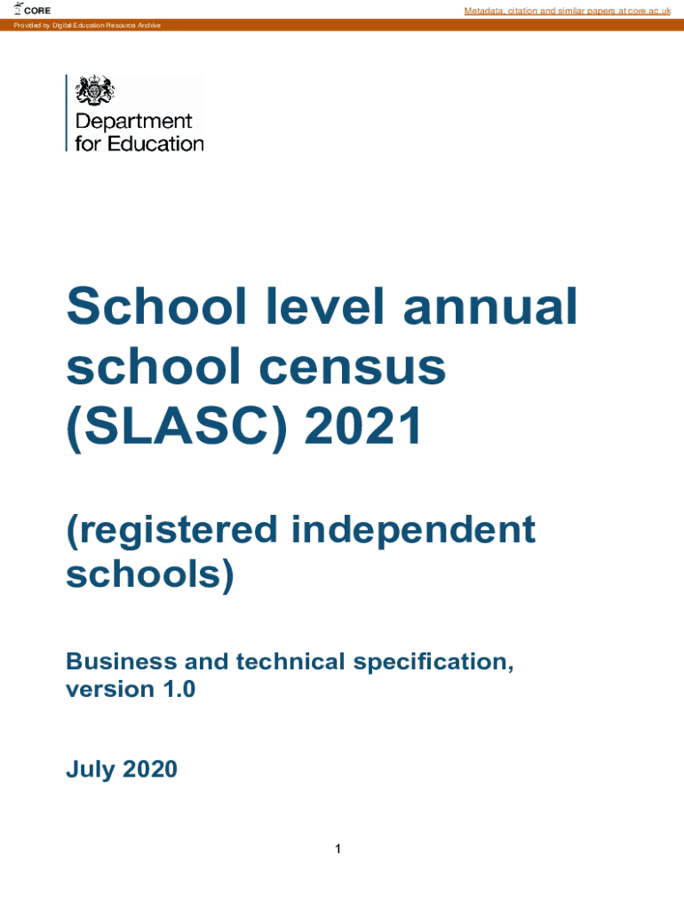 Fillable Online School level annual school census (SLASC) 2021 - CORE ...