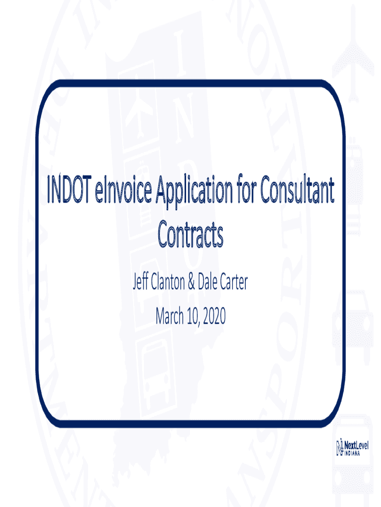 Fillable Online INDOT eInvoice Application for Consultant Contracts ...