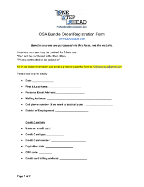 Fillable Online OSA Bundle Order/Registration Form Fax Email Print ...