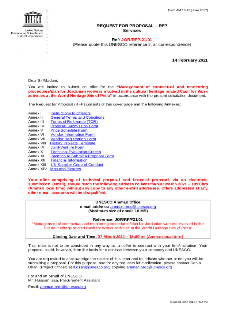 Request for Proposal - RFP (services) - UNESCO Doc Template | pdfFiller