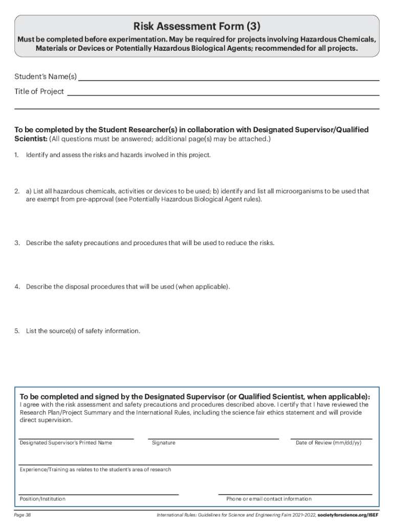 Fillable Online 3-Risk-Assessment.pdf - Risk Assessment Form (3) Must ...