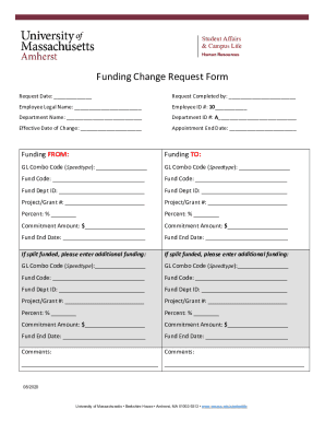 Fillable Online Funding Change Request Form - UMass Amherst Fax Email ...