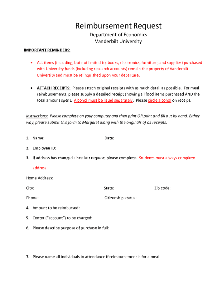 Fillable Online Reimbursement Request.docx Fax Email Print - pdfFiller