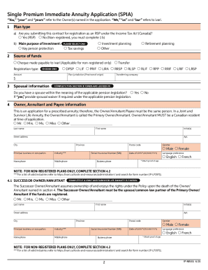 Fillable Online Single Premium Immediate Annuity (SPIA). IP-NB151 ...