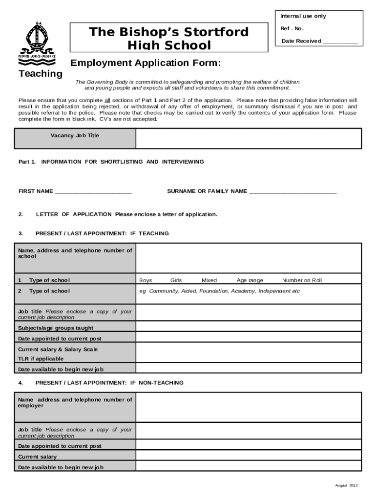 Employment Application : Teaching - Tudor Grange Academies Trust Doc ...