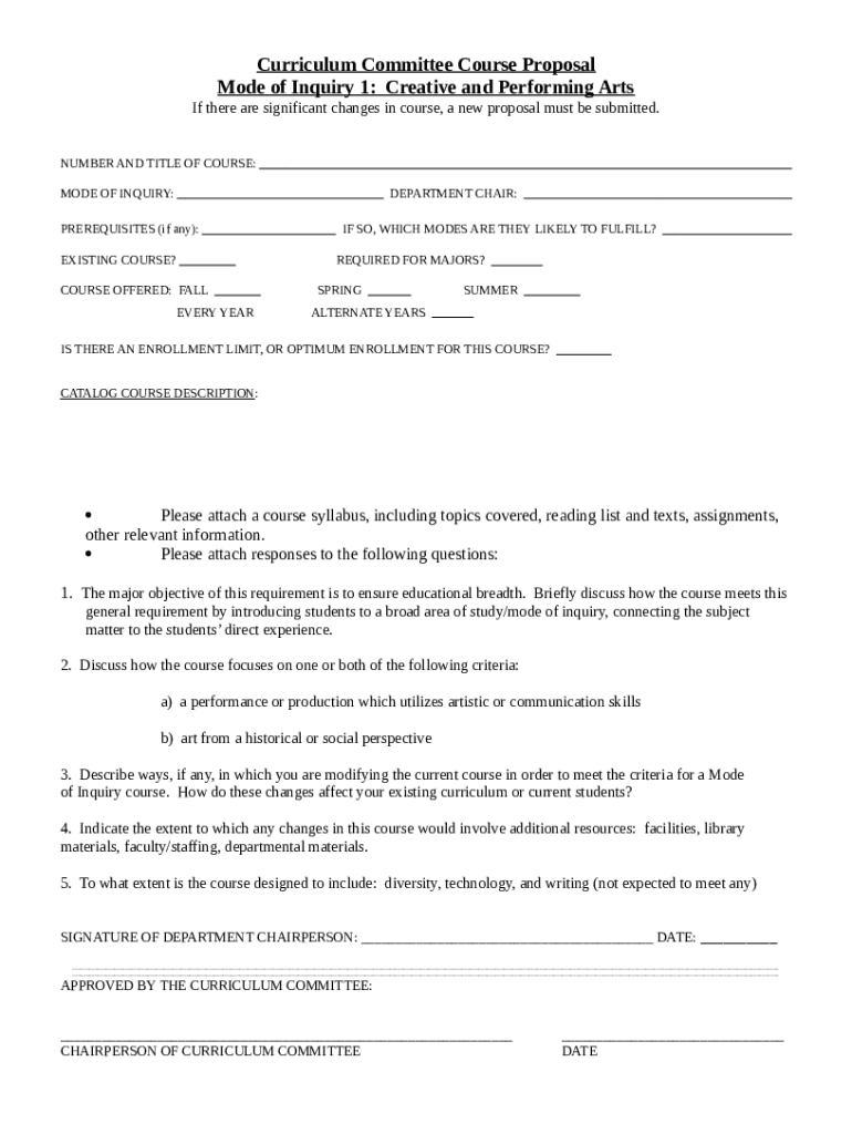 /Proposal To Add Course - web simmons Doc Template | pdfFiller