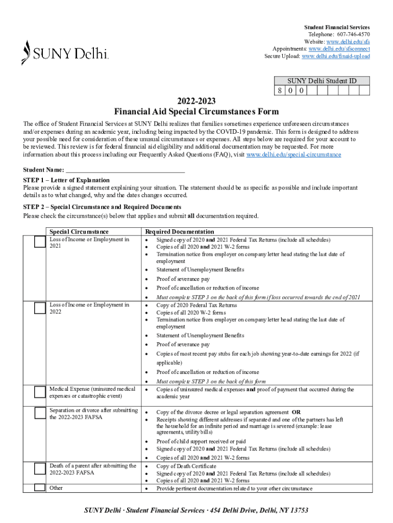 Fillable Online 2223-special-circumstances-form Fax Email Print - pdfFiller