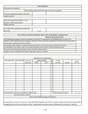 Fillable Online PROCUREMENT Information provided by: OMB Guidance 200.318 ... Fax Email Print ...