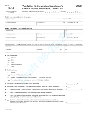Fillable Online 2022 Schedule 5K-1 Tax-Option (S) Corporation ...
