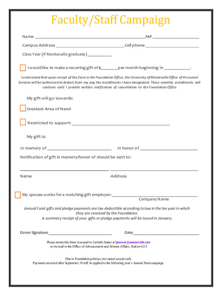 Fillable Online Faculty-Staff pledge form Fax Email Print - pdfFiller