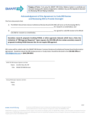 Fillable Online Template Letter: Acknowledgement of Site Agreement to ...