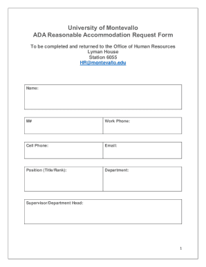 Fillable Online University of Montevallo ADA Reasonable Accommodation ...