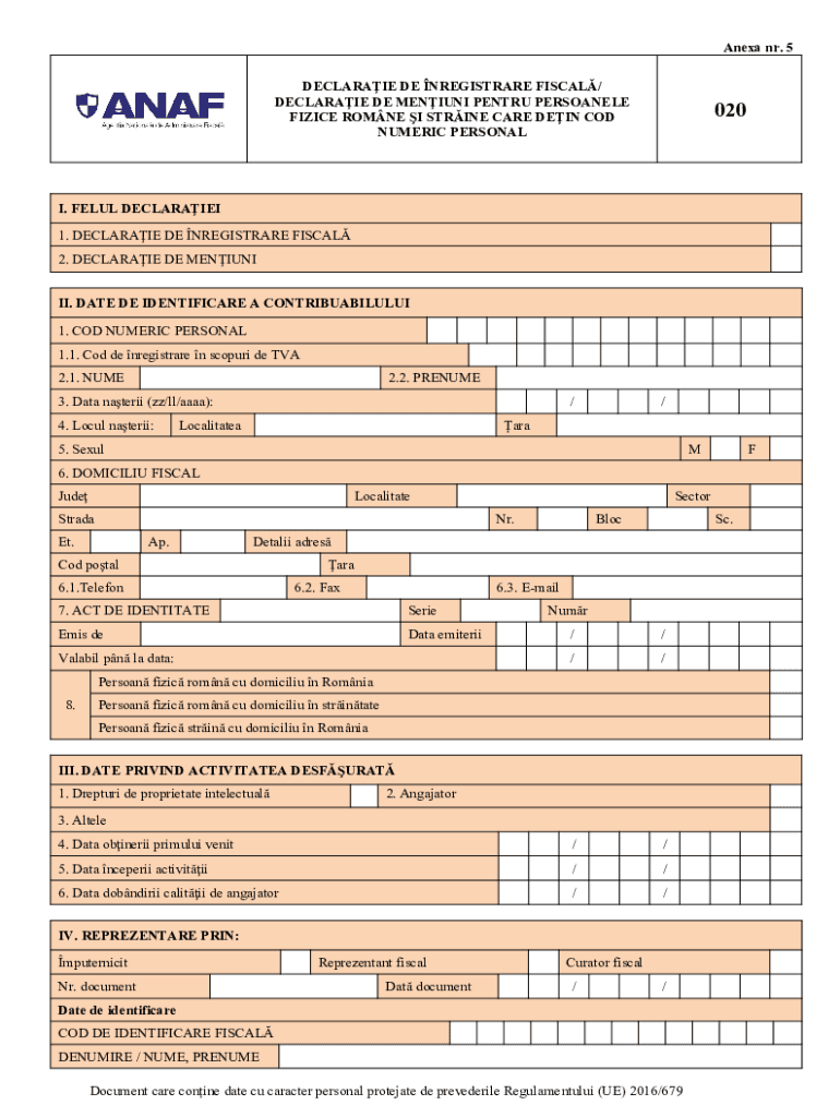 Fillable Online static.anaf.rostatic10DECLARAIE DE MENIUNI/DECLARAIE DE ...