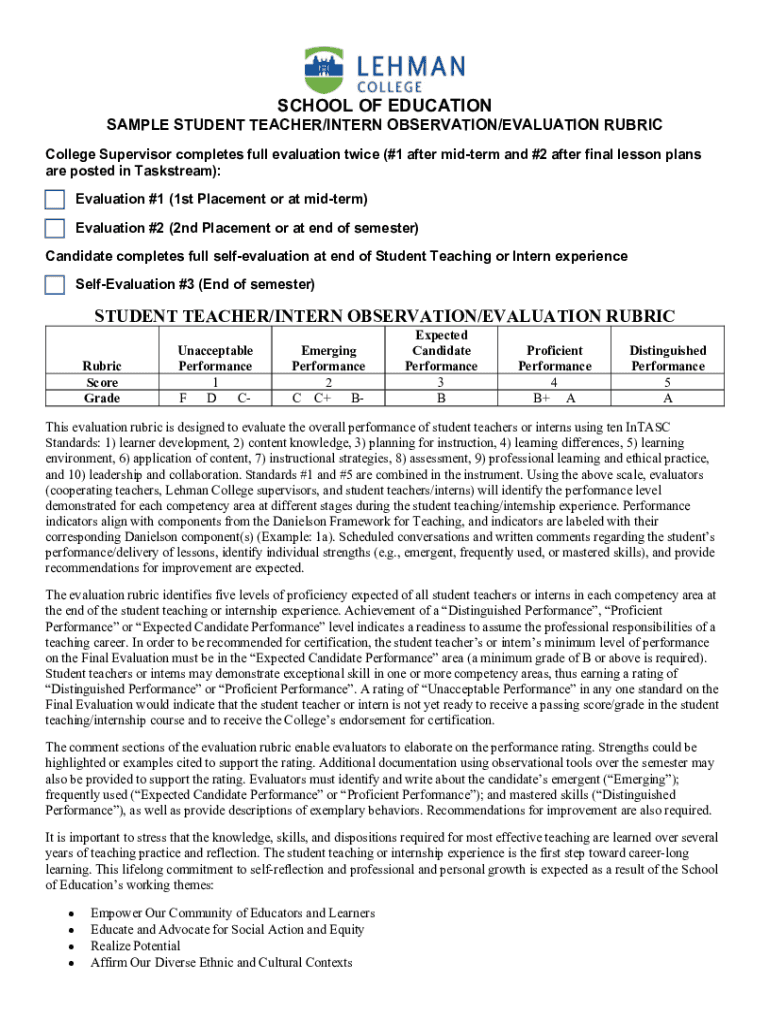 Fillable Online SAMPLE Student Teacher-Intern Evaluation Form v3.docx ...
