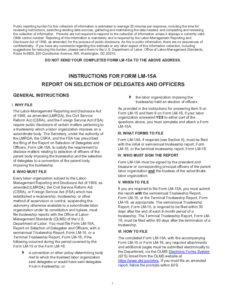Fillable Online INSTRUCTIONS FOR FORM LM-20 AGREEMENT AND ACTIVITIES ...