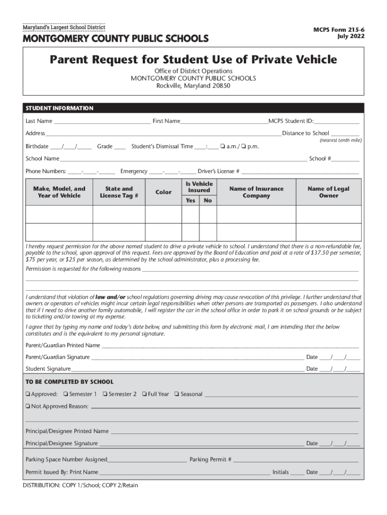 Fillable Online Forms - Montgomery County Public Schools, Rockville ...