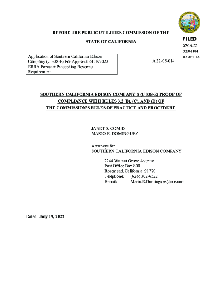Fillable Online docs cpuc ca STATE OF CALIFORNIA FILED Application of ...