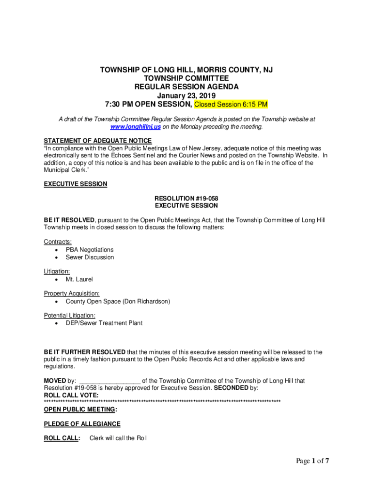Fillable Online Page 1 of 7 TOWNSHIP OF LONG HILL, MORRIS COUNTY, NJ ... Fax Email Print - pdfFiller
