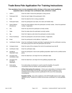 #004 - TAA Bona Fide Application for Training Instructions (MS Word) Doc Template | pdfFiller