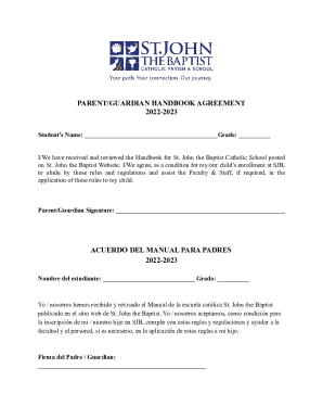 Fillable Online 2022-2023 Handbook Agreement Form Fax Email Print ...