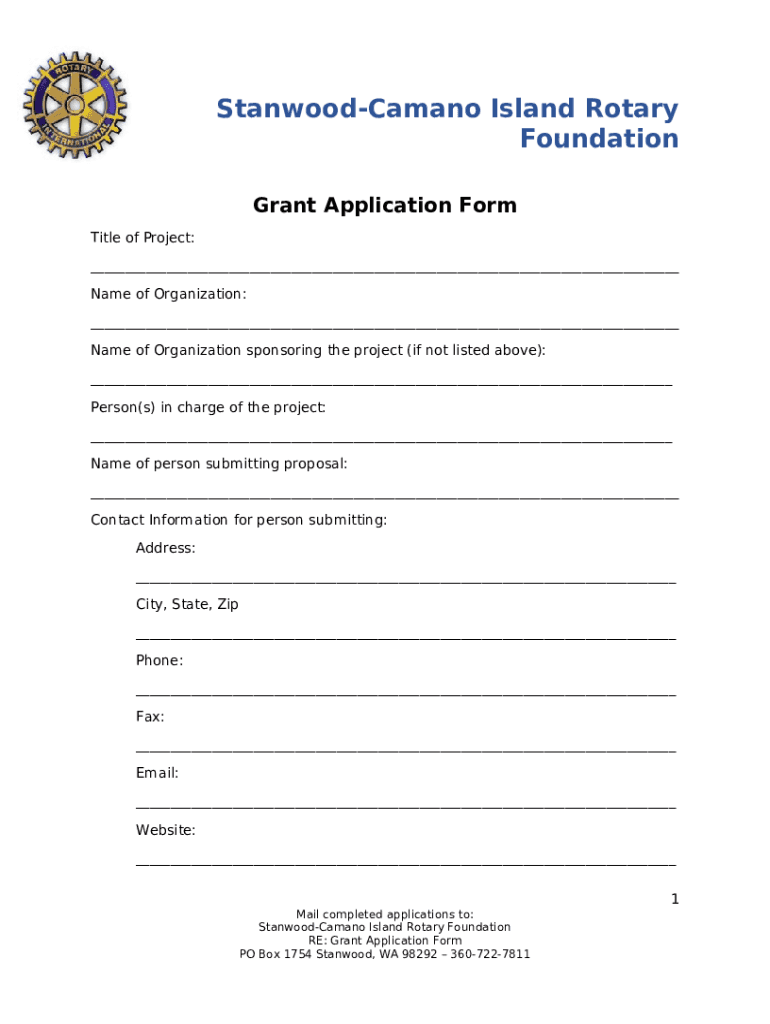 Stanwood-Camano Island Rotary Foundation Doc Template | pdfFiller