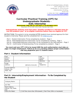 Curricular Practical Training (CPT) for Pharmacy Students Doc Template ...