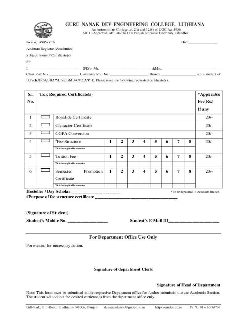 Fillable Online gndec ac gndec.ac.insitesdefaultGURU NANAK DEV ...