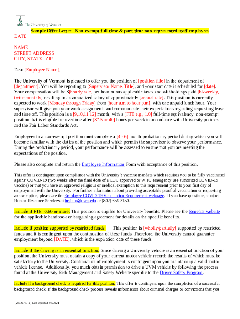 Sample Job Offer Letter Suited for Most Jobs - The Balance Careers Doc ...