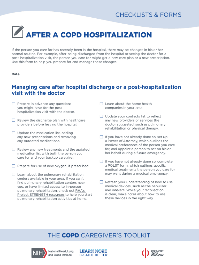 Fillable Online The COPD Caregivers Toolkit. Caregivers of people with ...