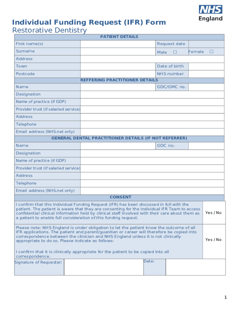 Restorative dentistryIndividual Funding Request (IFR ...Downloadable ...