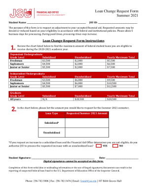 Fillable Online Loan Change Request Form Summer 2021 - Jacksonville ...