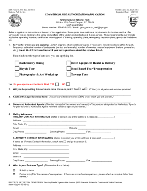 Fillable Online CUA Application Form 10-550 - National Park Service Fax ...