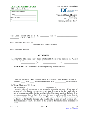 Agreement (TBR as Lessee) Doc Template | pdfFiller