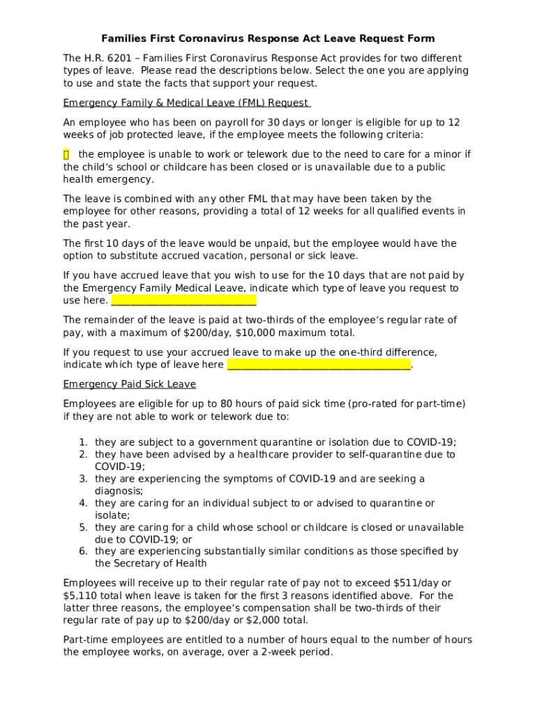 Families First Coronavirus Response Act: Employer Paid Leave ... - DOL ...