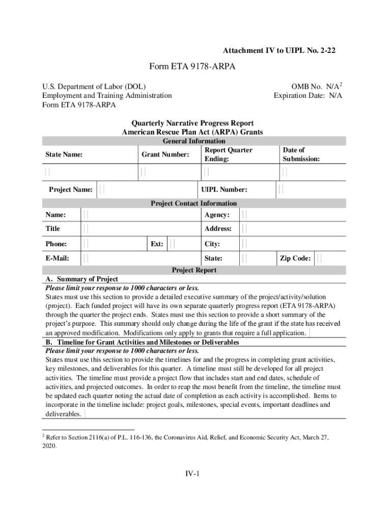 Fillable Online Form ETA 9178-ARPA - U.S. Department of Labor Fax Email ...