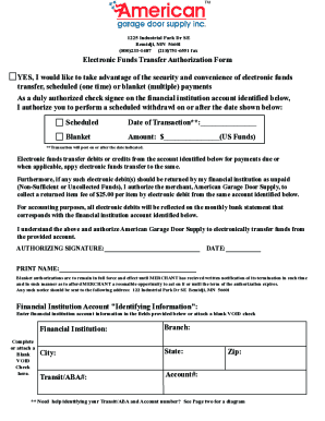 Fillable Online PDF Electronic Funds Transfer Authorization Form Fax ...