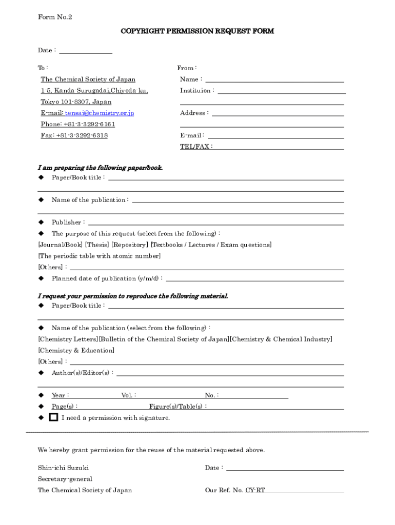 Fillable Online COPYRIGHT PERMISSION REQUEST FORM Fax Email Print ...