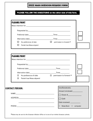 Fillable Online 2022 Mass Intention Request Form Fax Email Print ...