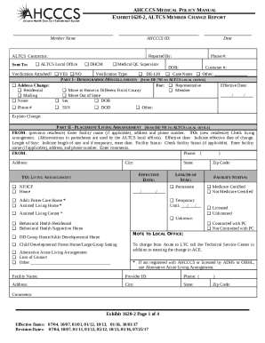 AHCCCS MEDICAL POLICY MANUAL ALTCS MEMBER CHANGE REPORT Doc Template ...