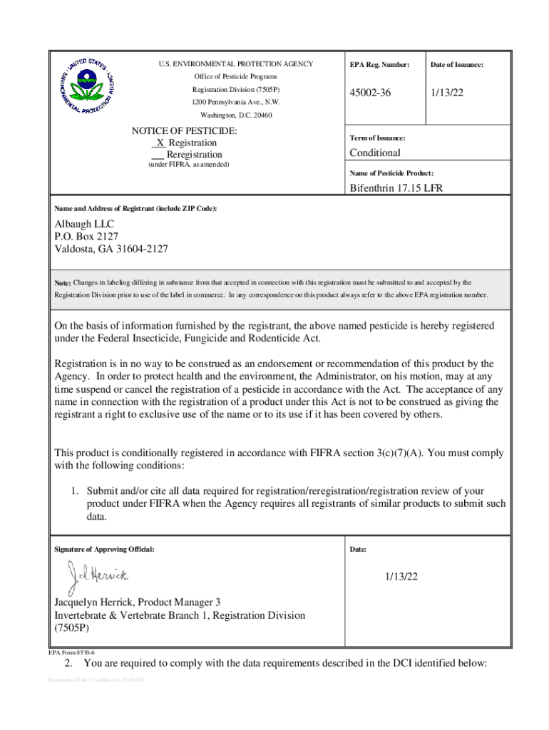 Fillable Online US EPA, Pesticide Product Label, Bifenthrin 17.15% LFR ...