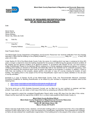 Fillable Online NOTICE OF REQUIRED RECERTIFICATION OF 40 YEAR OLD ...