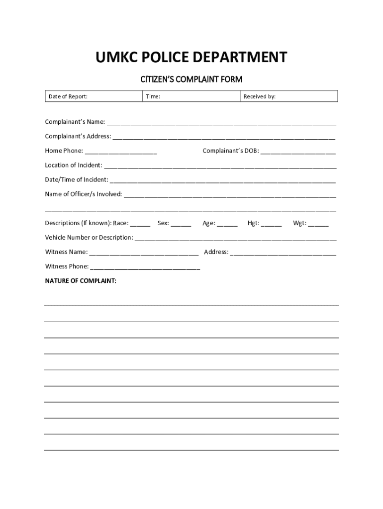 Fillable Online UMKC POLICE DEPARTMENT Fax Email Print - pdfFiller