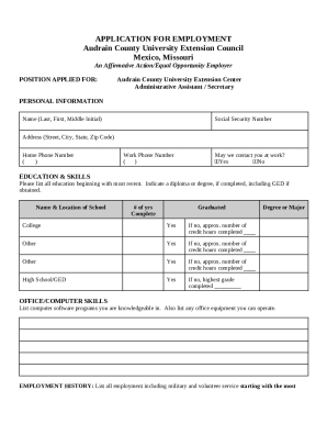 APPLICATION FOR EMPLOYMENT - University of Missouri - extension ...