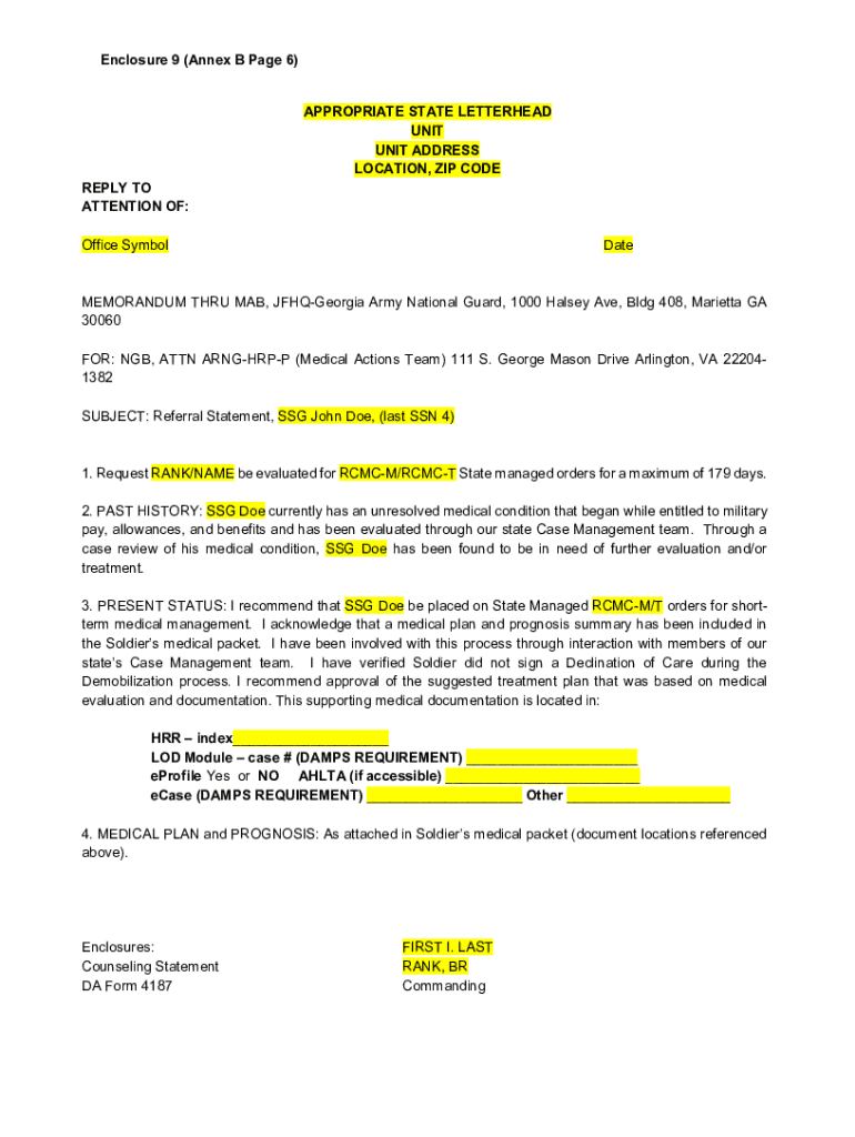 Fillable Online Enclosure 9 (Annex B Page 6) APPROPRIATE STATE ...