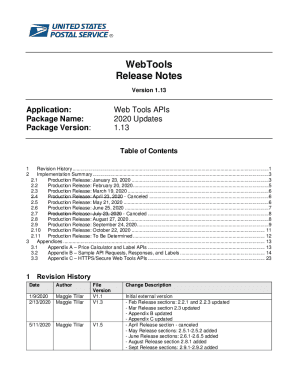 Fillable Online WebTools Release Notes - USPS Fax Email Print - pdfFiller