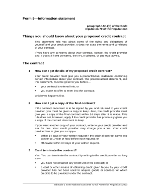 Credit 5 Ination statement - ASIC Doc Template | pdfFiller