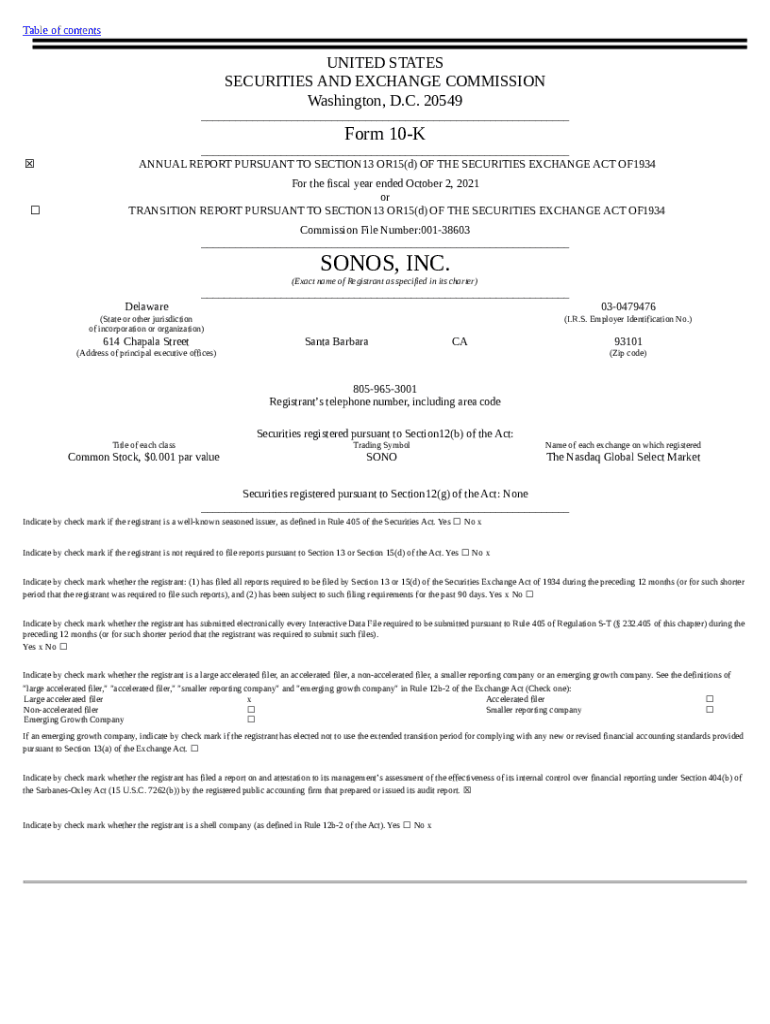 Sonos Inc (. EDGAR Online Pro Doc Template | pdfFiller