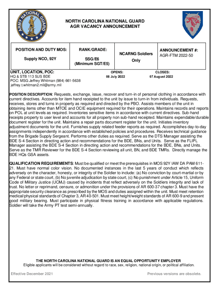 Fillable Online nc ng AGR Page - United States Army ReserveAGR Page ...