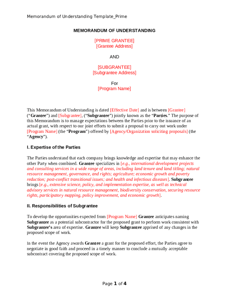Memorandum of UnderstandingHow does it work with Example? Doc Template ...
