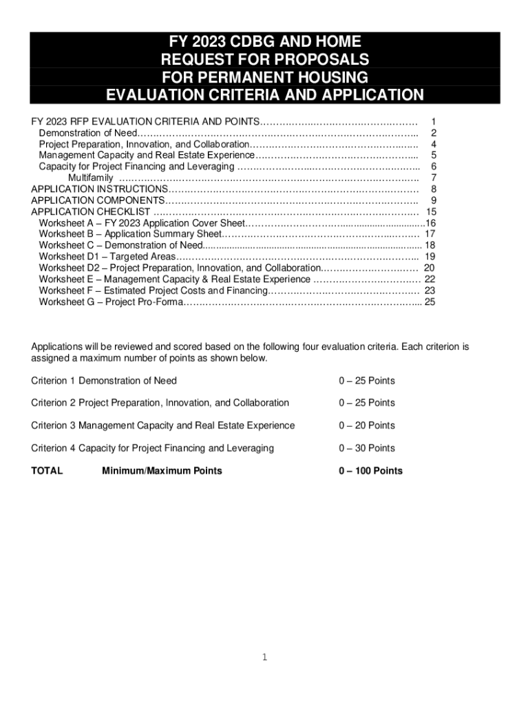 Fillable Online FY 2023 CDBG AND HOME REQUEST FOR PROPOSALS FOR PERMANENT HOUSING ... Fax Email ...